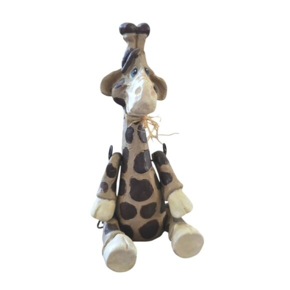unkown | Accents | Unique Wooden Giraffe That Sits Moveable Arms Legs ...